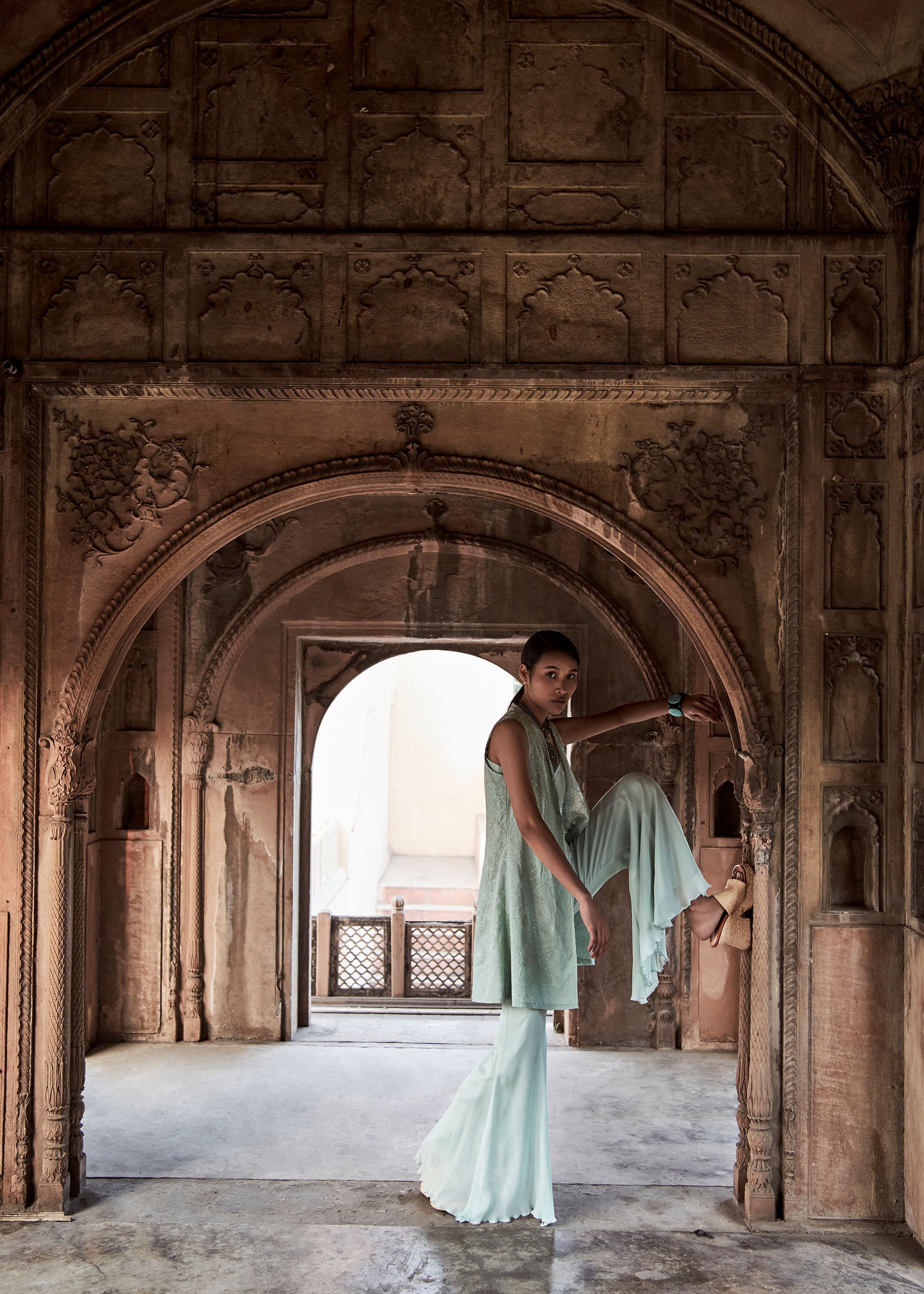 Amari Baby Blue Silk Sharara – Mohi fashion
