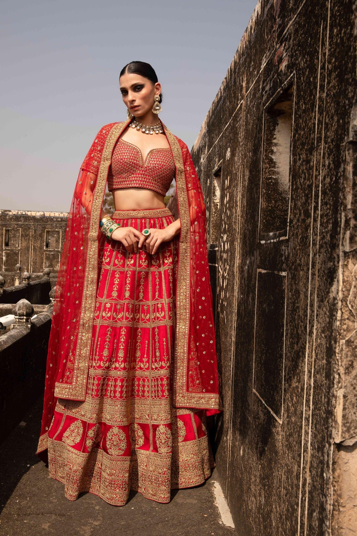 Sundaram, the eternal festive elegance Red Bridal Lehenga – Mohi fashion