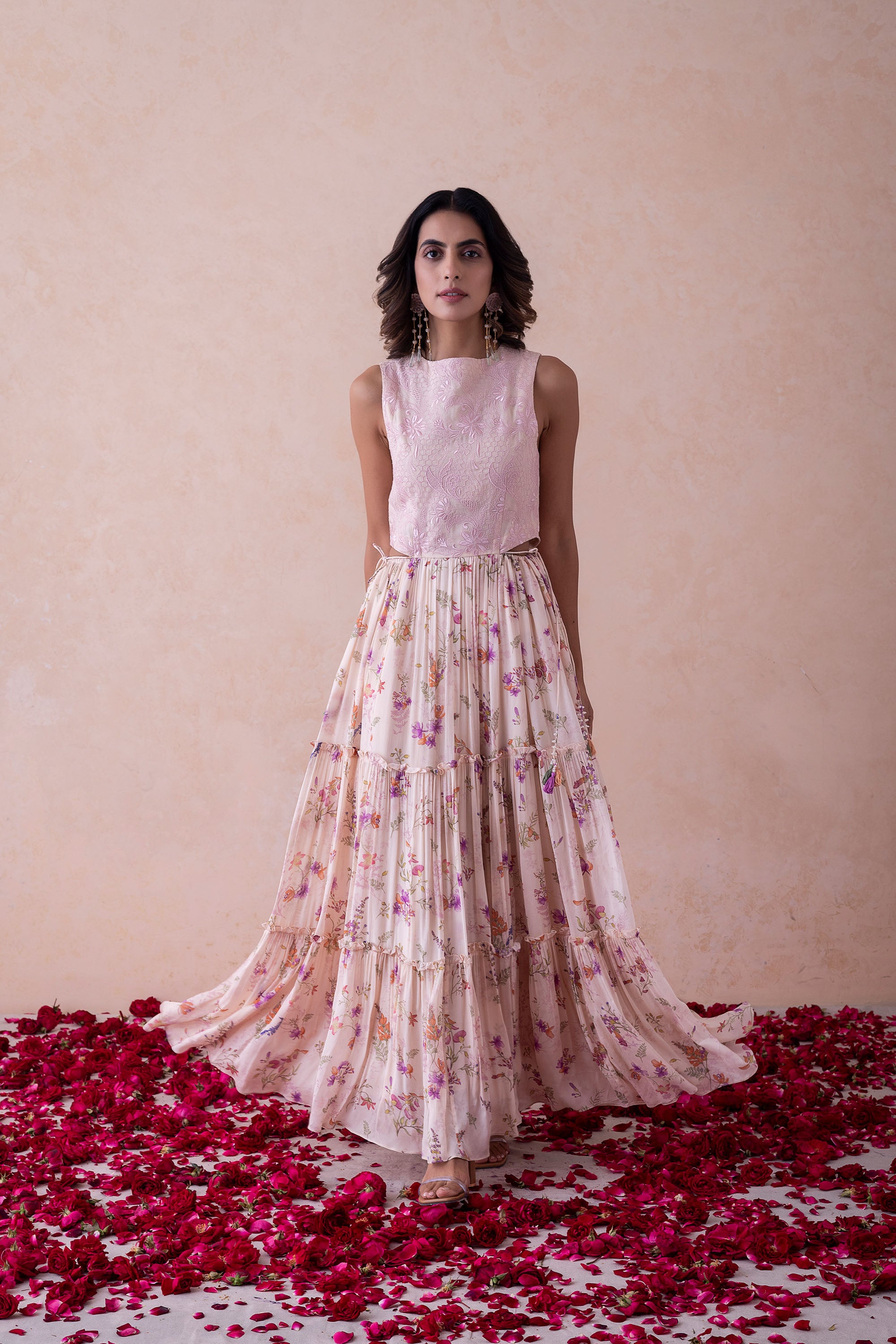 Meher Whimsical Bloom - Schiffli Organza Ensemble – Mohi fashion