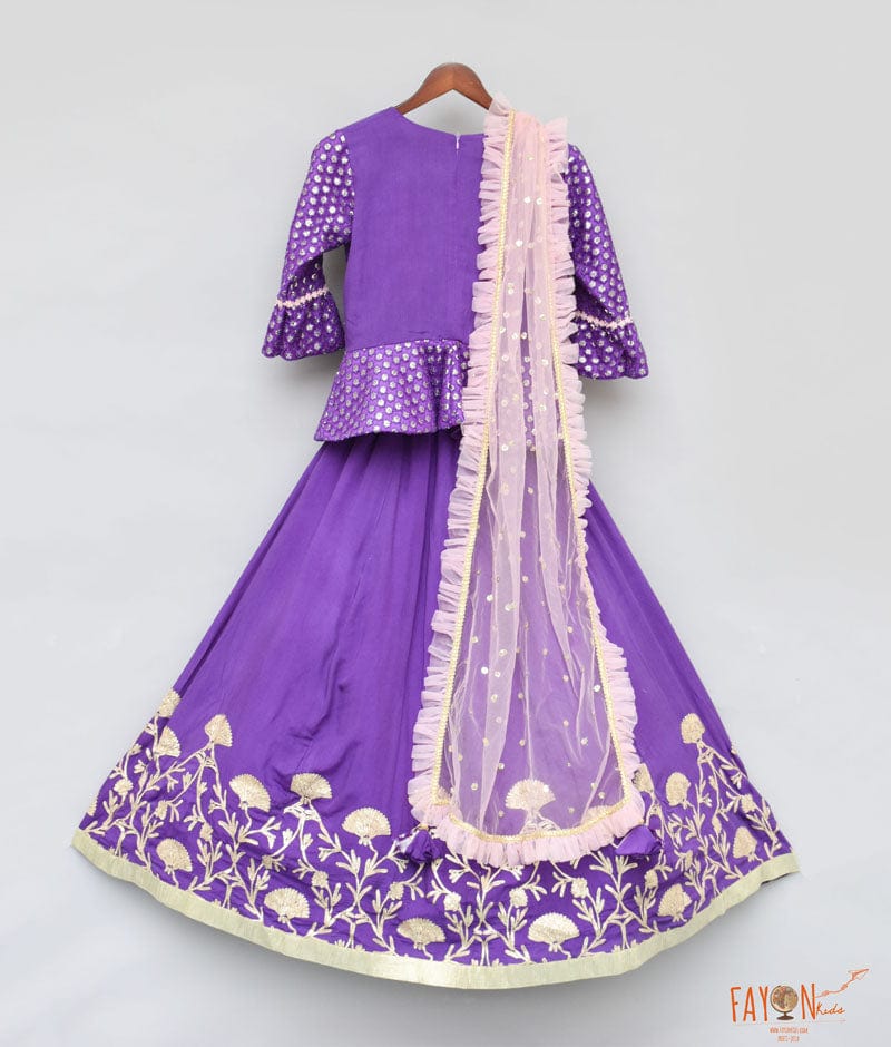 Shop Purple Embroidery Purple Gota Lehenga with Peplum Choli & Boti Net ...