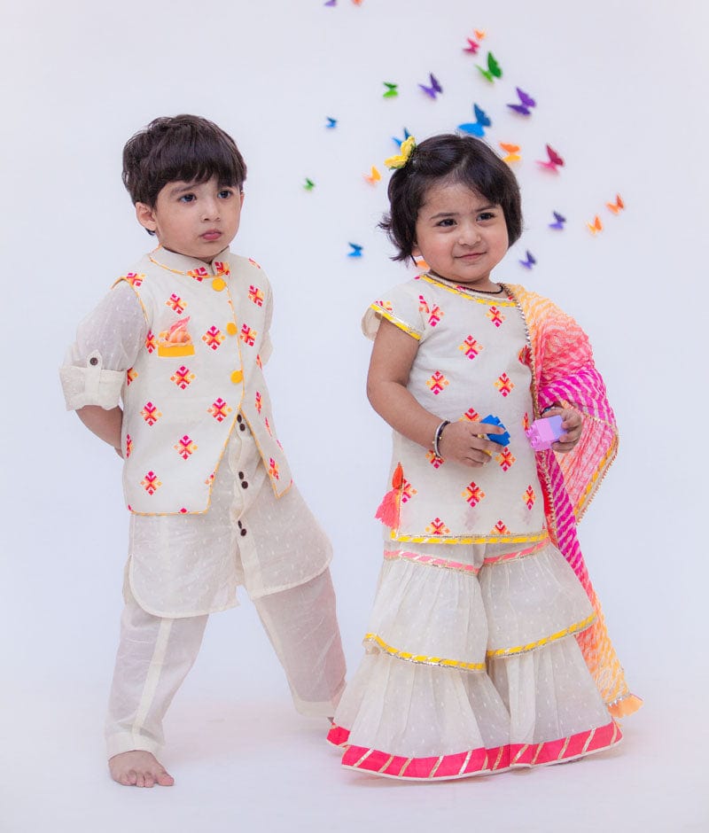 Nehru Jacket And Kurta Pant with Multi Colour Booti for Boys – Mohi fashion