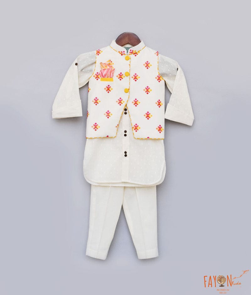 Nehru Jacket And Kurta Pant with Multi Colour Booti for Boys – Mohi fashion